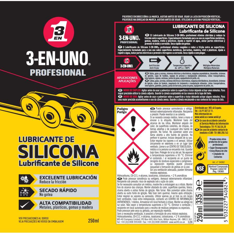 LUBRICANTE DE SILICONA 3 EN 1 SPRAY 250ML