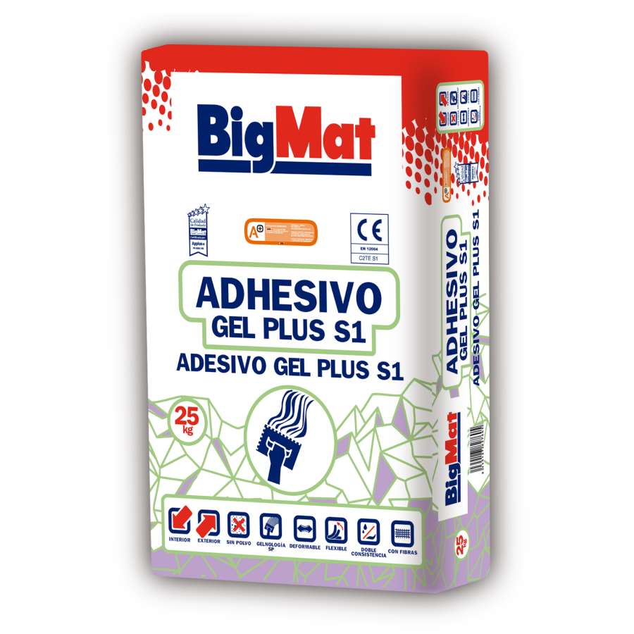 ADHESIVO BIGMAT GEL PLUS S1 BLANCO (SACO 25 Kg)
