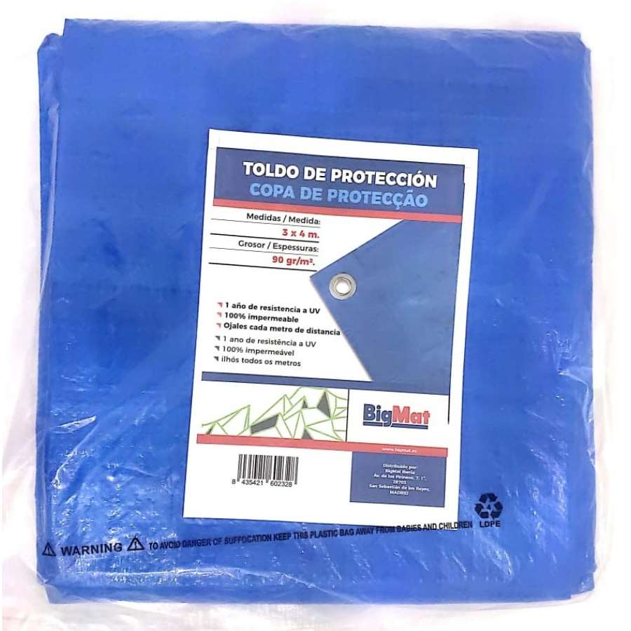 TOLDO DE PROTECCION 90GSM AZUL 3X4M
