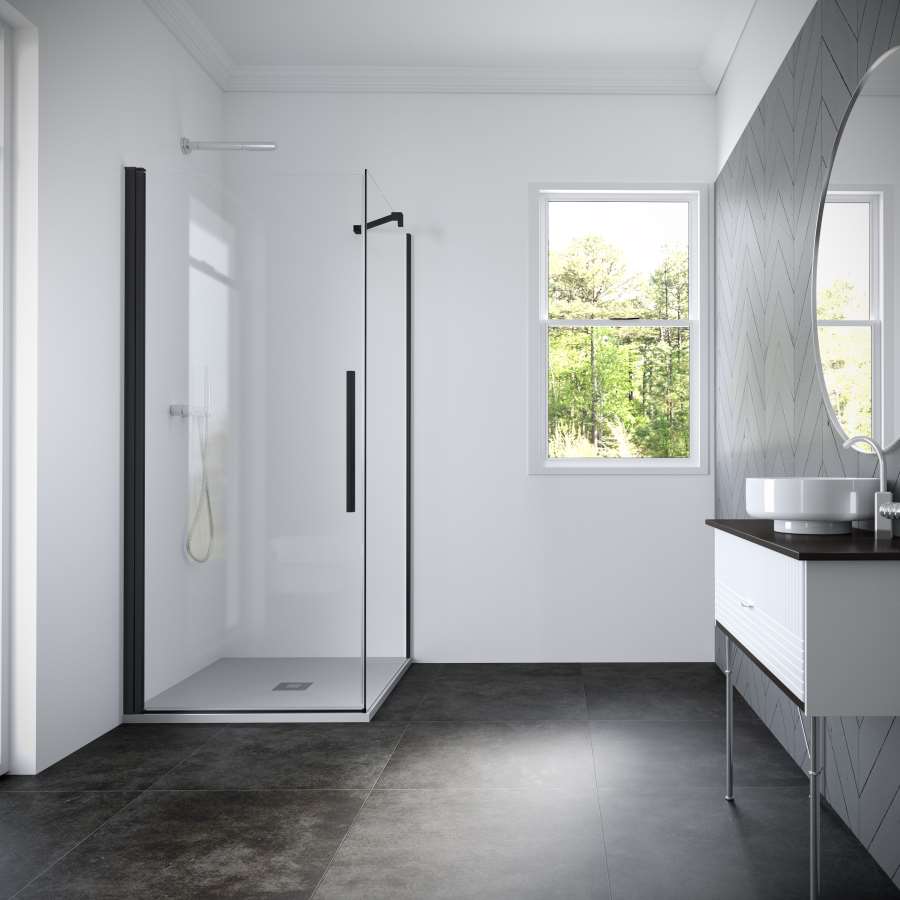 LATERAL FIJO DUCHA INDICO 80 CM P/ABATIBLE NEGRO CRS TRANSP